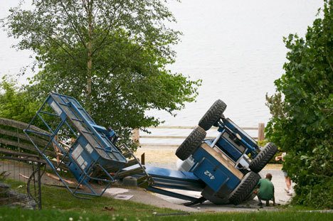 Boom-lift vehicle overturns at seawall in Langley | South Whidbey Record